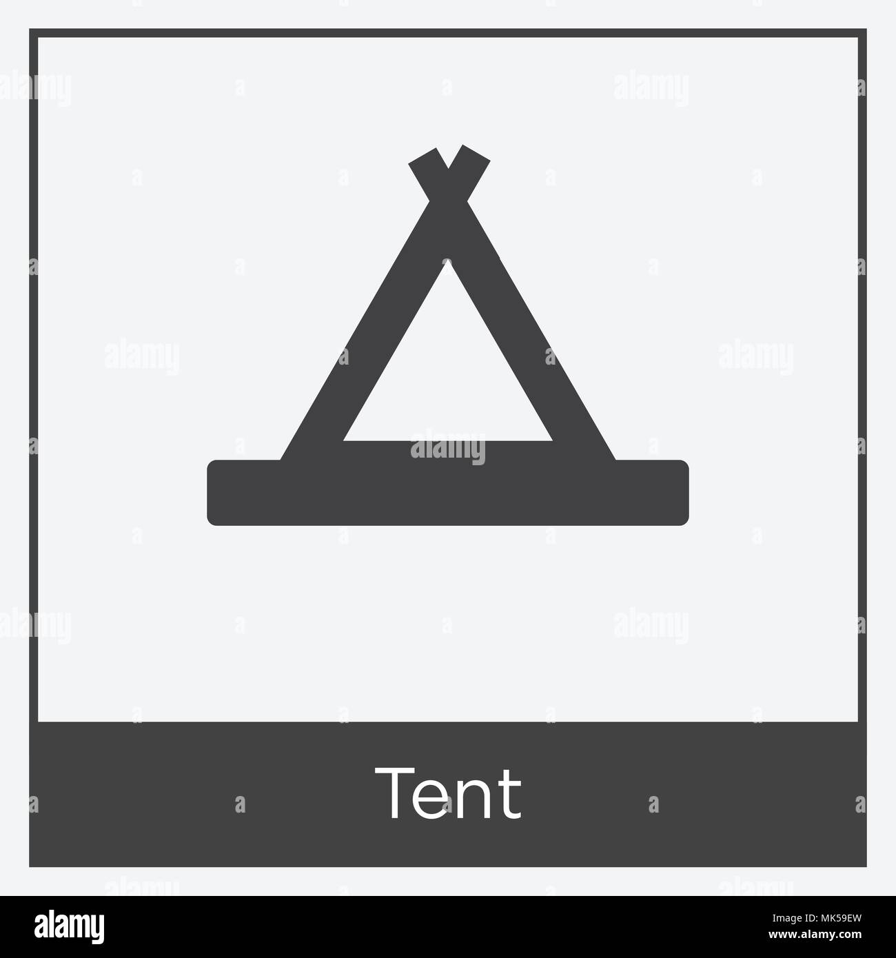 Tent icon isolated on white background with gray frame, sign and symbol ...