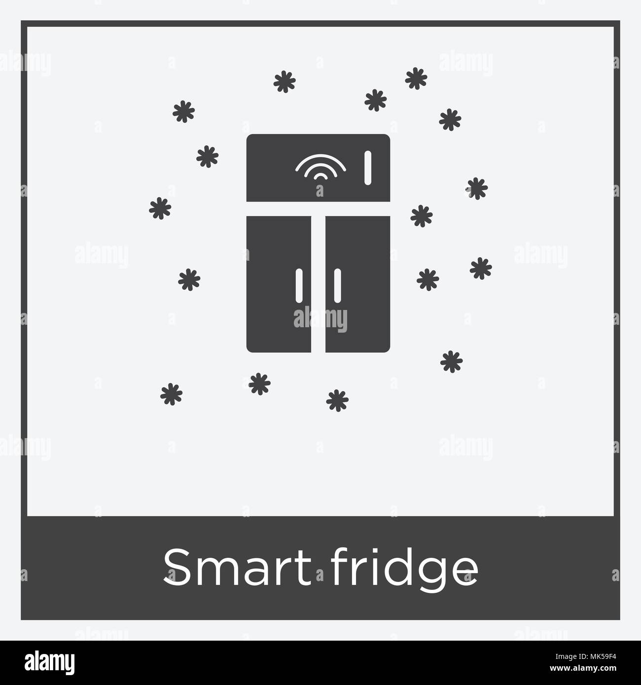 Smart fridge icon isolated on white background with gray frame, sign ...