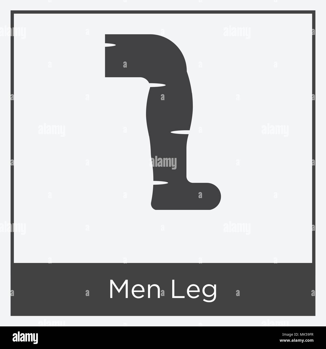 Men Leg icon isolated on white background with gray frame, sign and ...