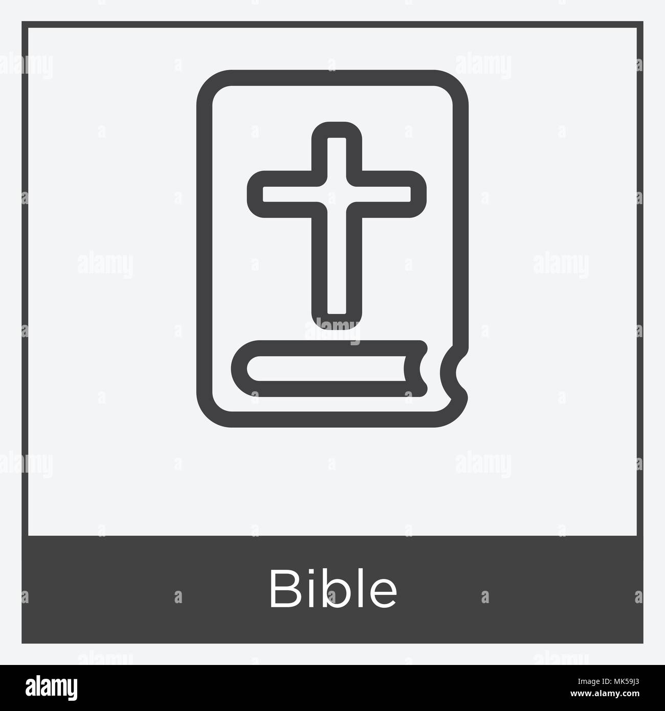 Bible icon isolated on white background with gray frame, sign and ...