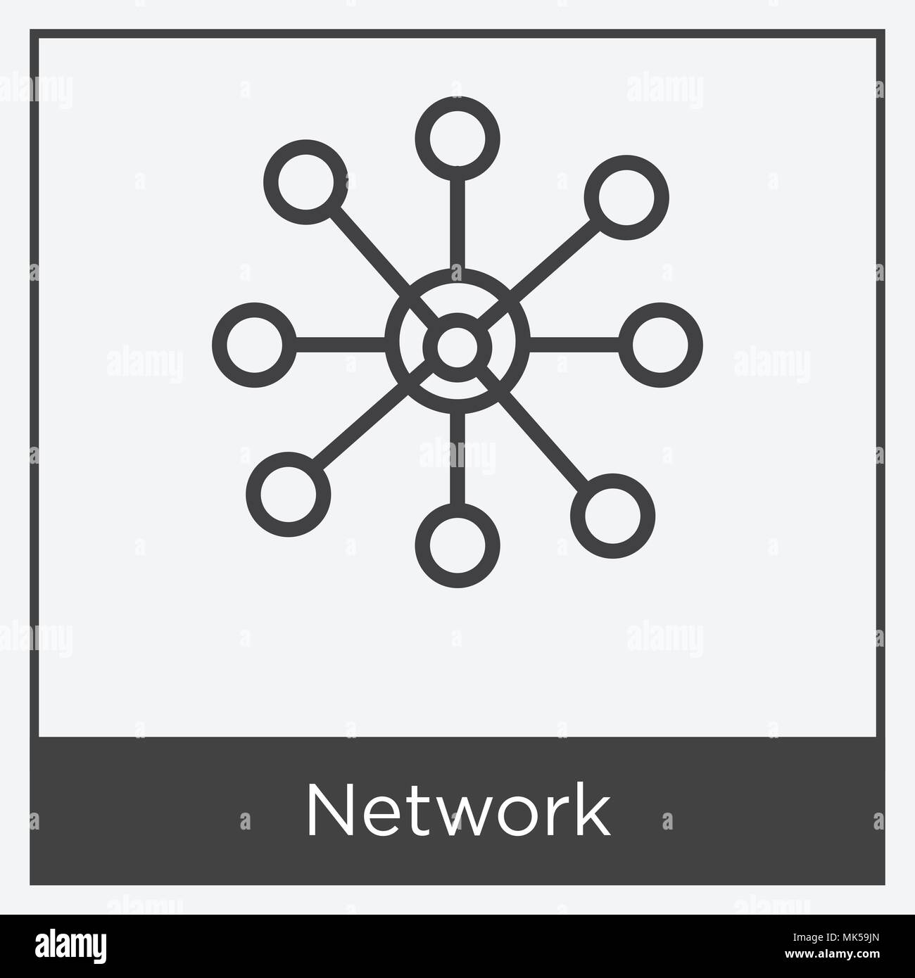Network icon isolated on white background with gray frame, sign and ...
