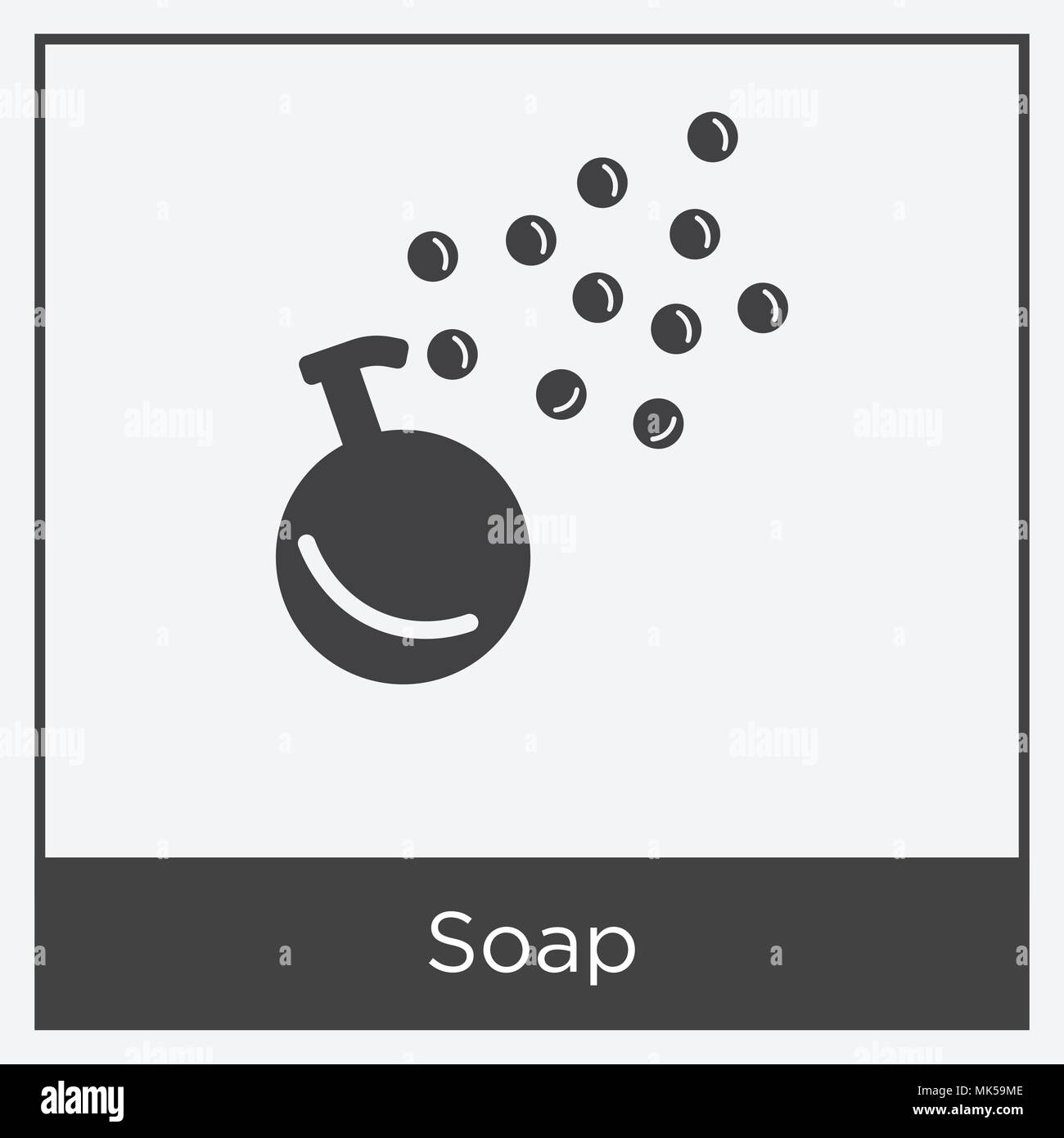 Soap icon isolated on white background with gray frame, sign and symbol ...