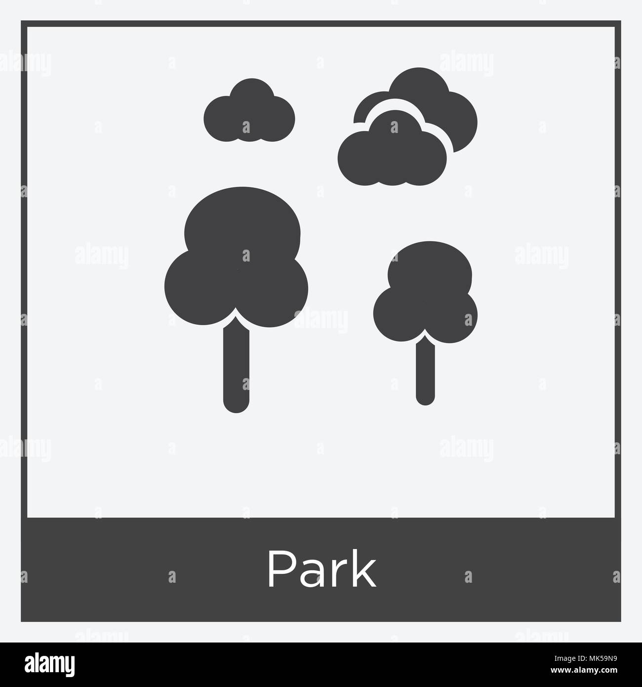 Park icon isolated on white background with gray frame, sign and symbol ...