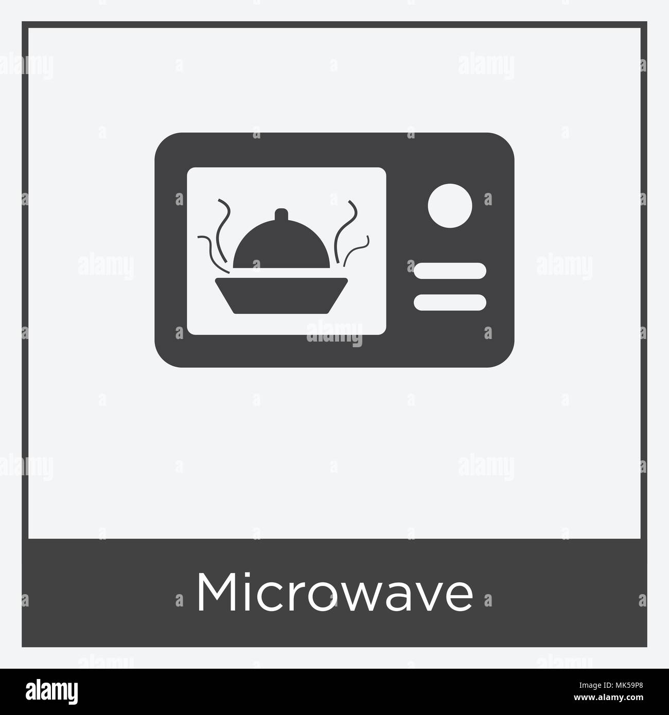 Microwave icon isolated on white background with gray frame, sign and ...