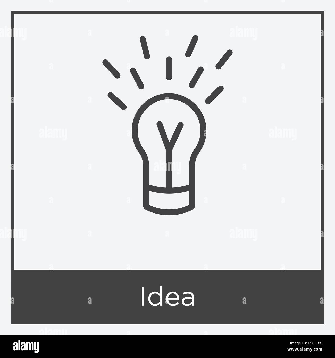 Idea icon isolated on white background with gray frame, sign and symbol ...