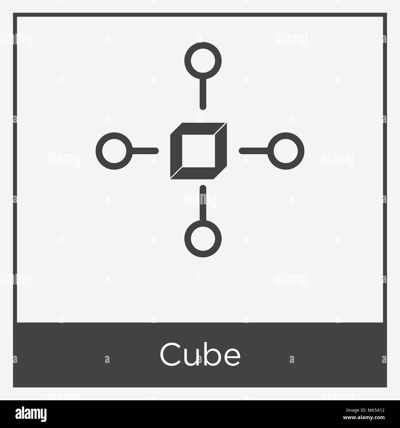 Cube icon isolated on white background with gray frame, sign and symbol ...