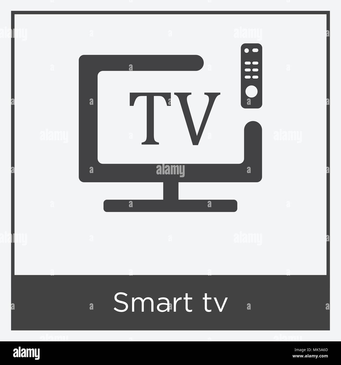 Smart tv icon isolated on white background with gray frame, sign and ...