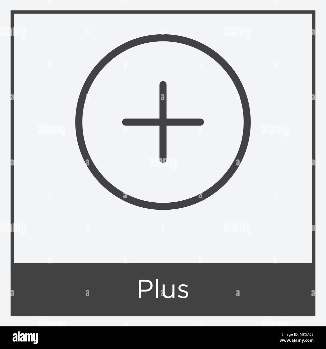 Plus icon isolated on white background with gray frame, sign and symbol ...