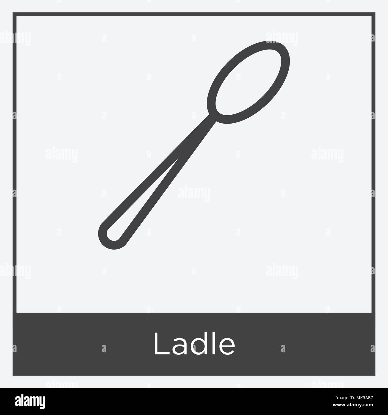 Ladle icon isolated on white background with gray frame, sign and ...