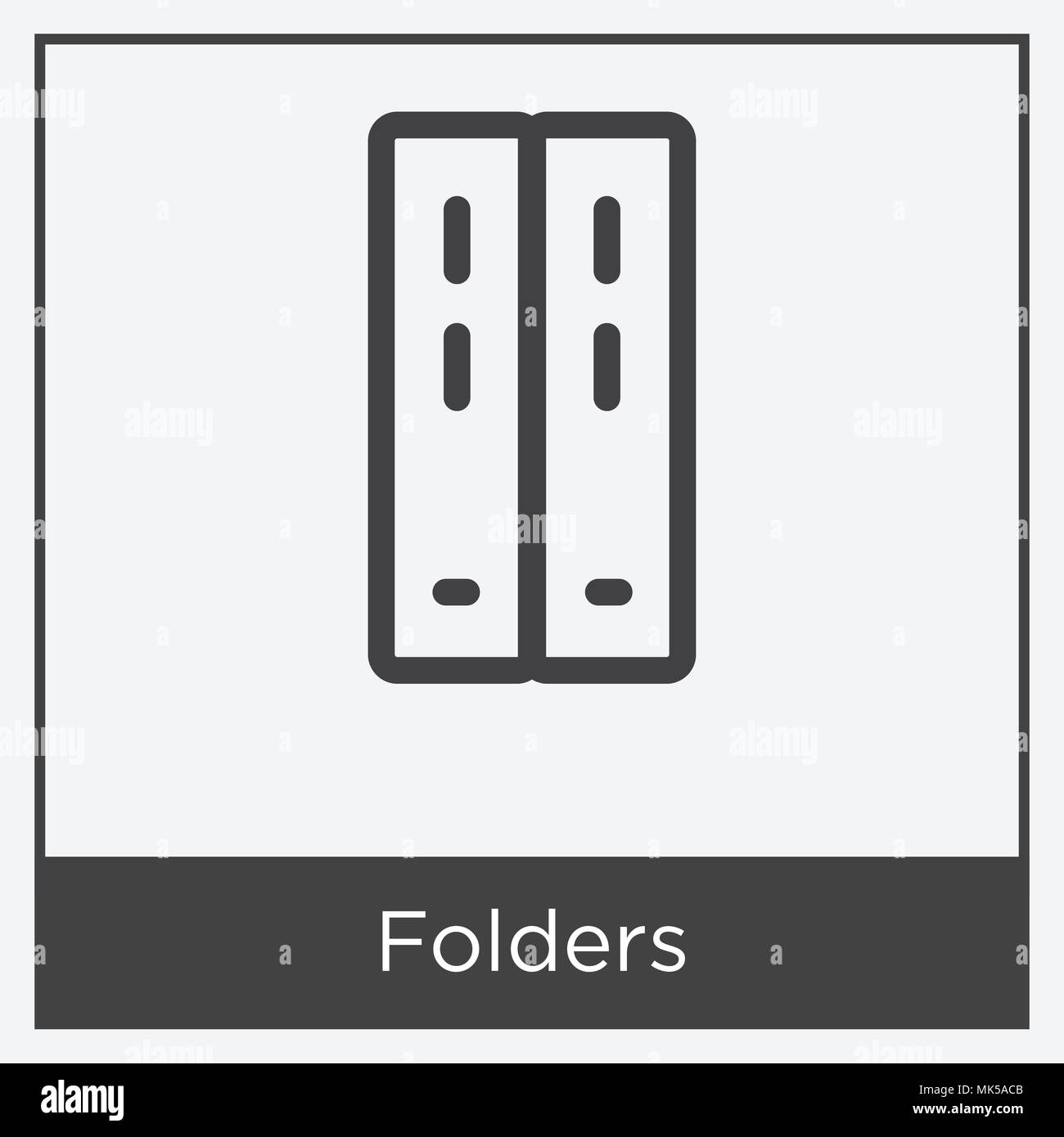 Folders icon isolated on white background with gray frame, sign and ...