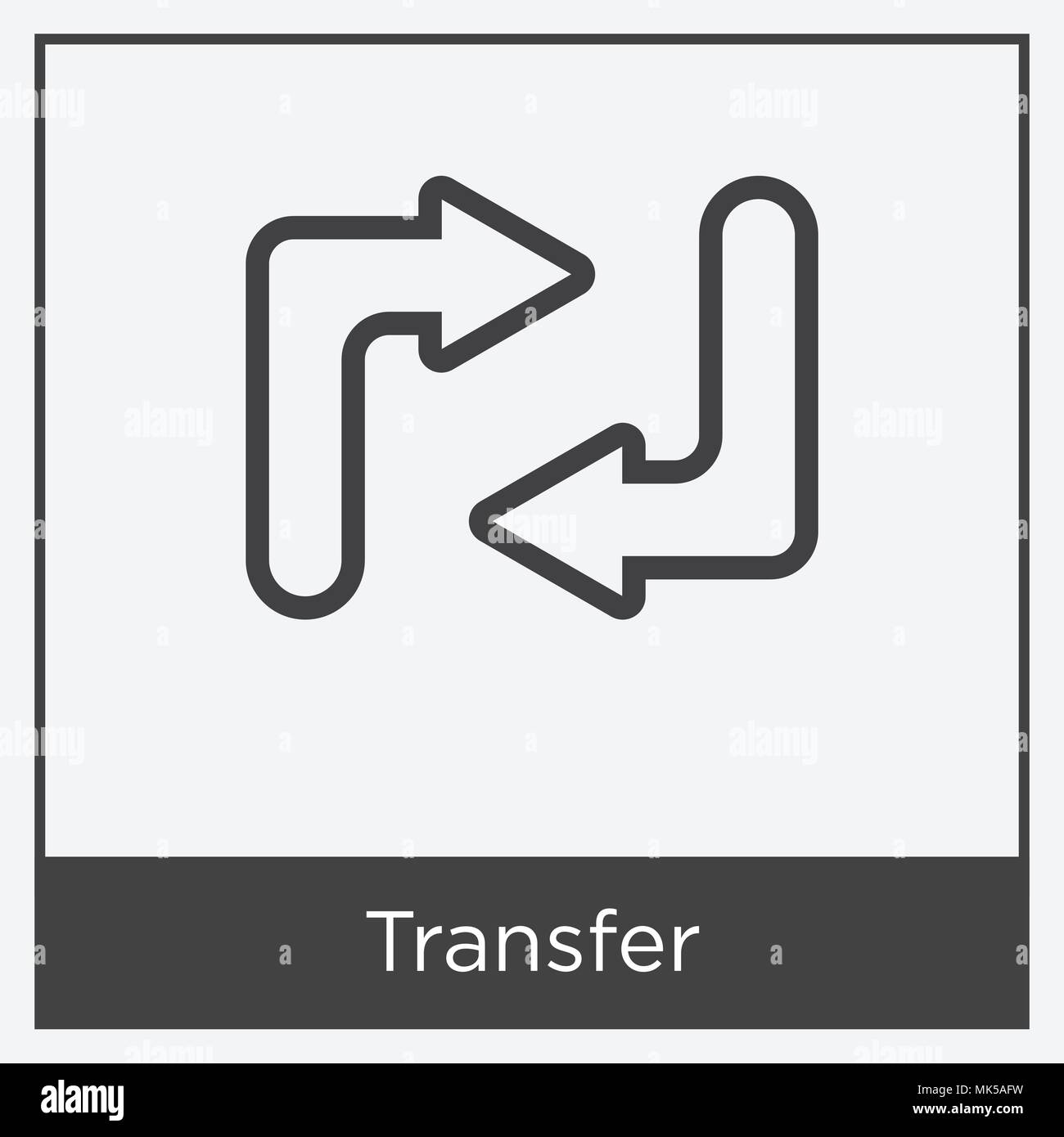 Transfer icon isolated on white background with gray frame, sign and ...