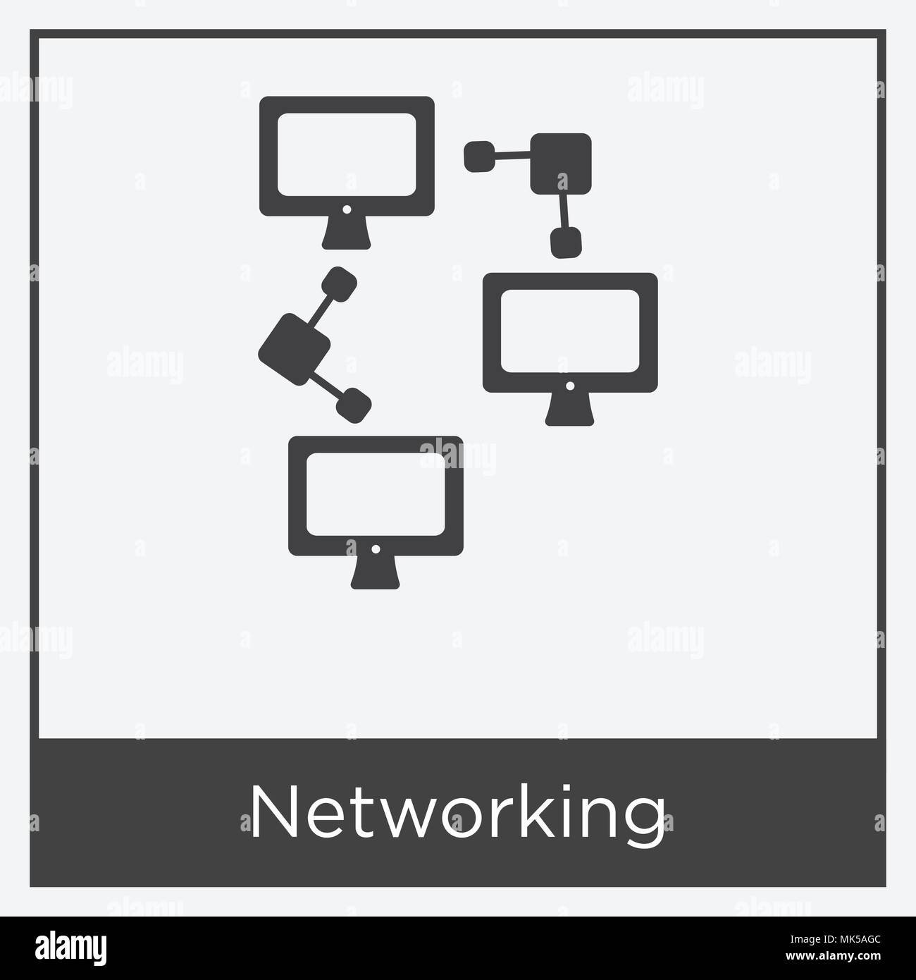 Networking icon isolated on white background with gray frame, sign and ...