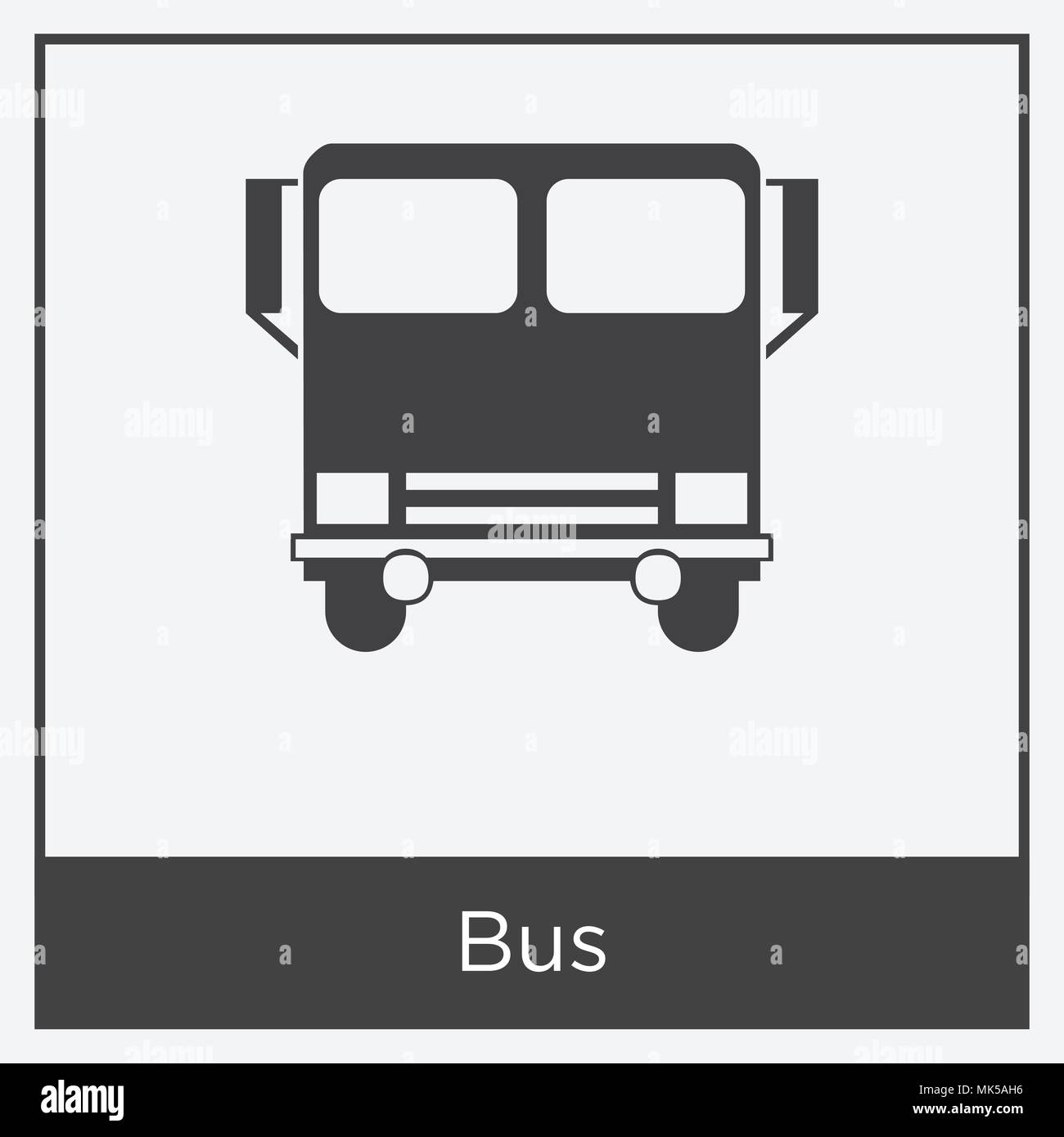 Bus icon isolated on white background with gray frame, sign and symbol ...
