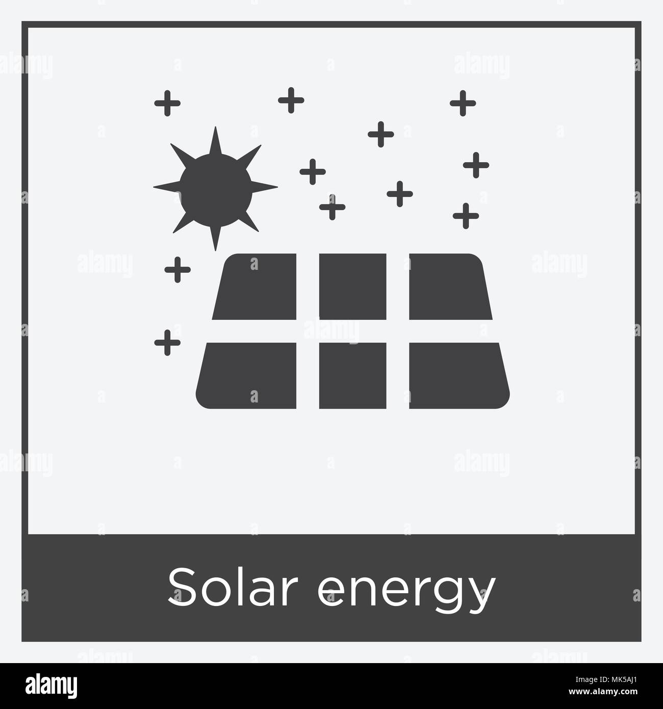 Solar energy icon isolated on white background with gray frame, sign ...