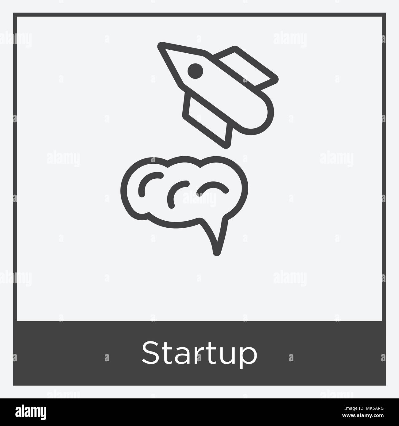 Startup icon isolated on white background with gray frame, sign and ...