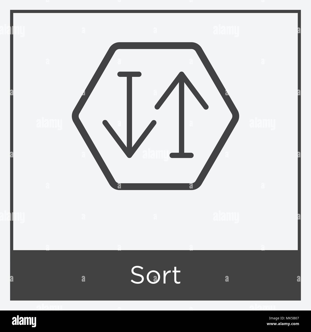 Sort icon isolated on white background with gray frame, sign and symbol ...