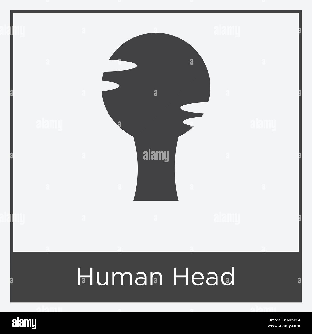 Human Head icon isolated on white background with gray frame, sign and ...