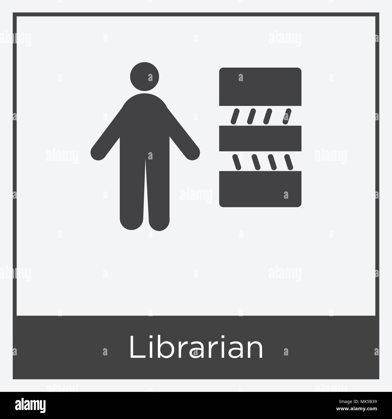 Librarian icon isolated on white background with gray frame, sign and ...