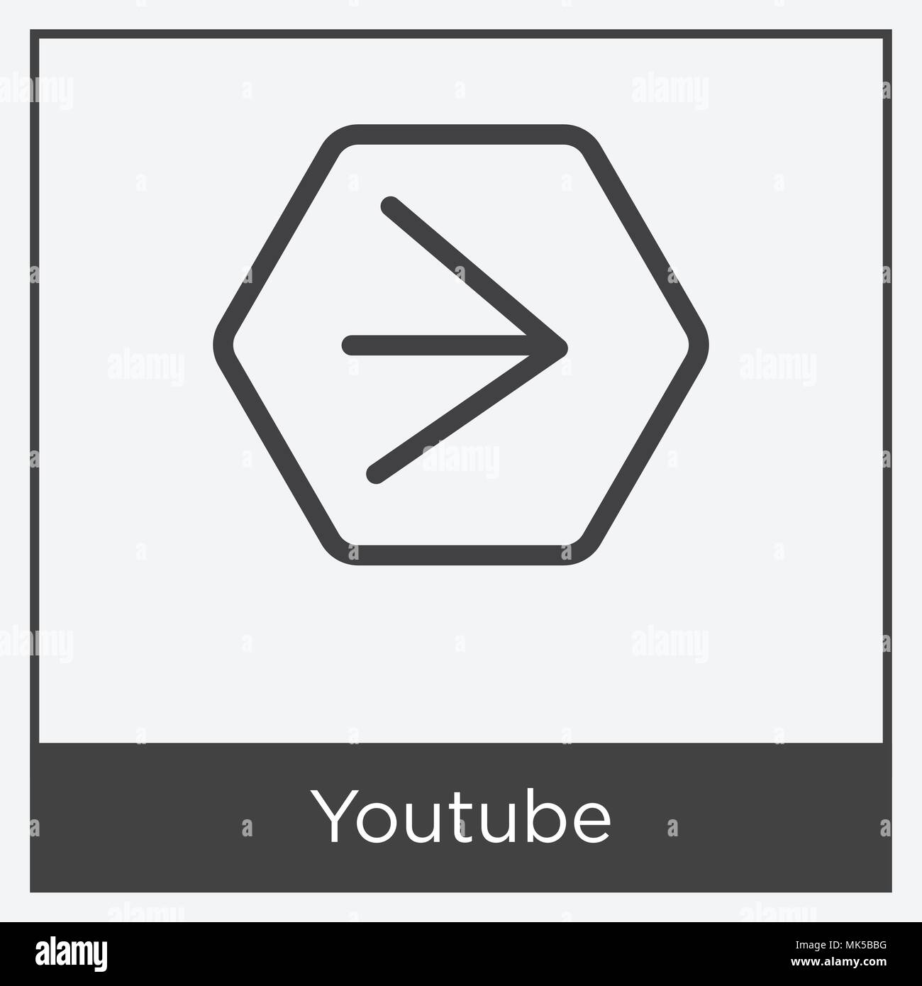 Youtube icon isolated on white background with gray frame, sign and ...