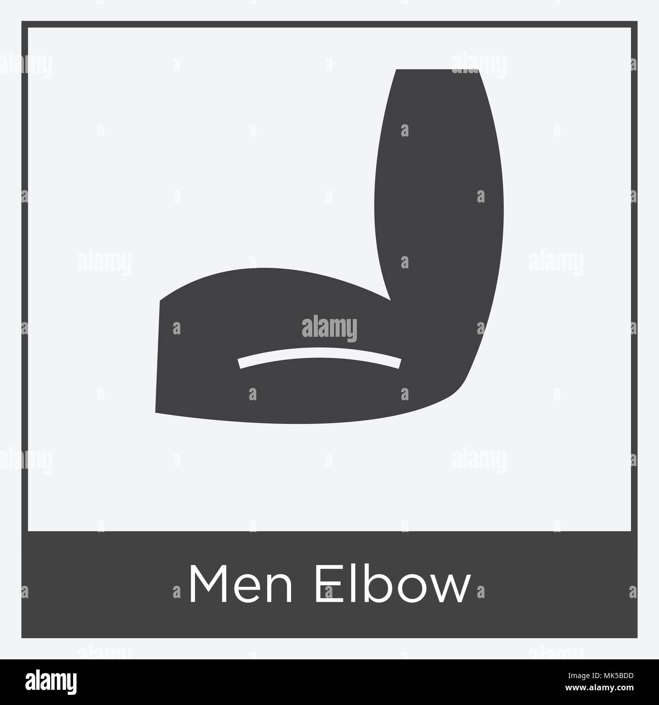Men Elbow icon isolated on white background with gray frame, sign and ...