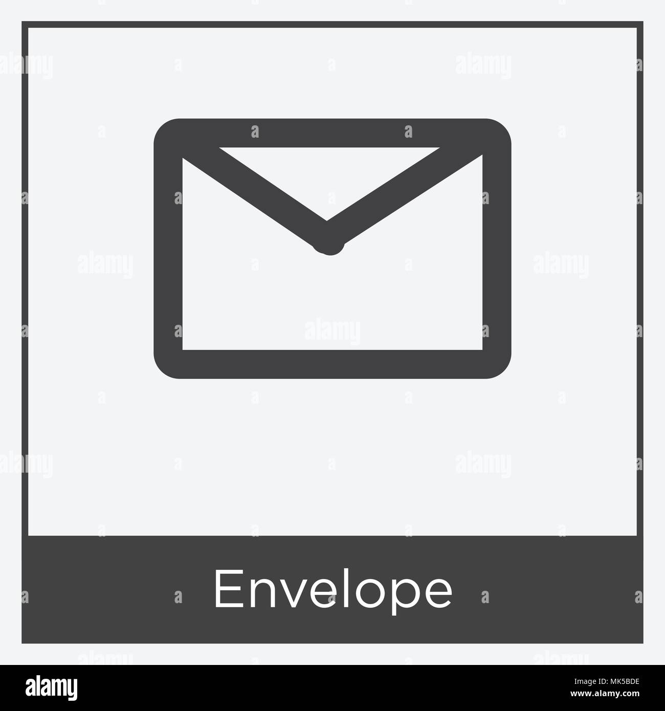 Envelope icon isolated on white background with gray frame, sign and ...