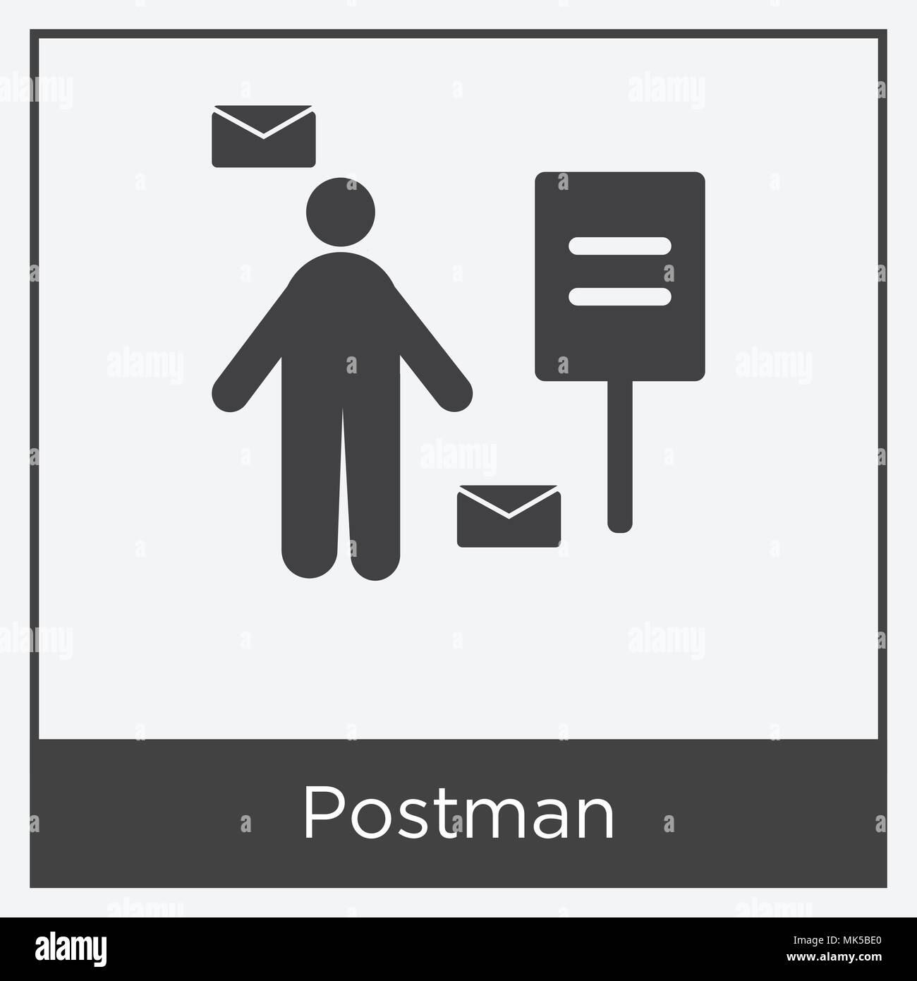Postman icon isolated on white background with gray frame, sign and ...