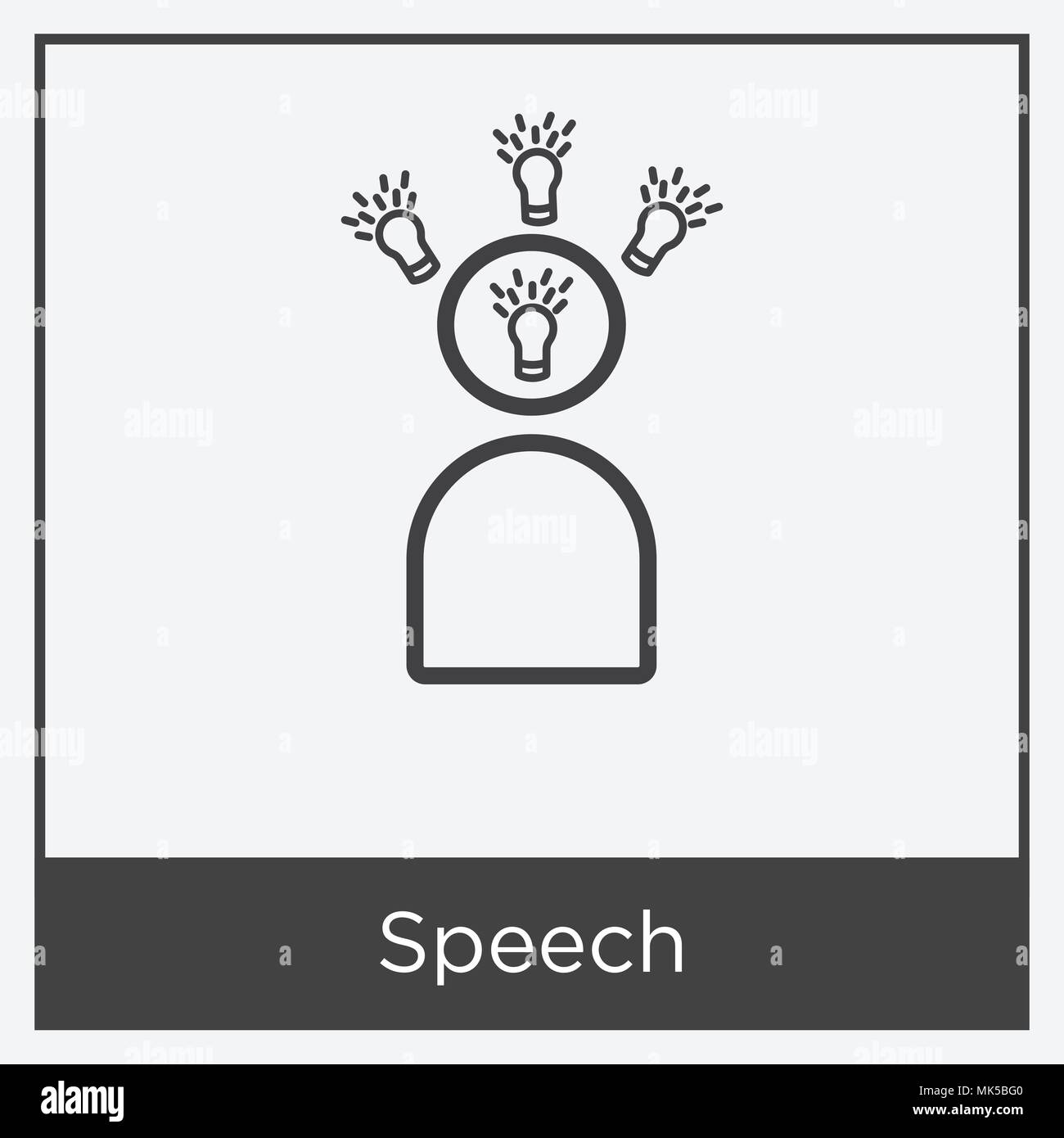 Speech icon isolated on white background with gray frame, sign and ...