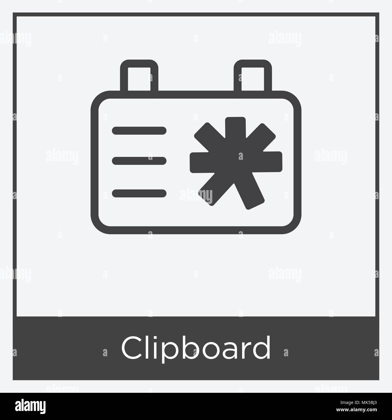 Clipboard icon isolated on white background with gray frame, sign and ...