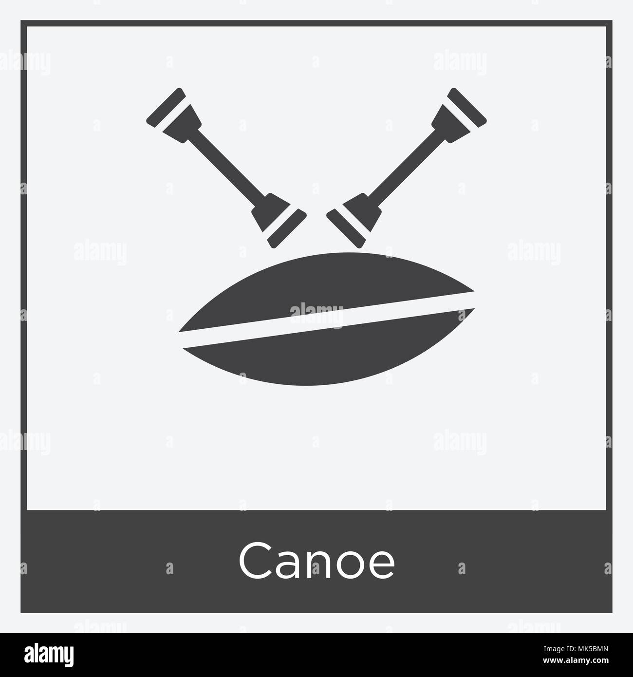 Canoe icon isolated on white background with gray frame, sign and ...