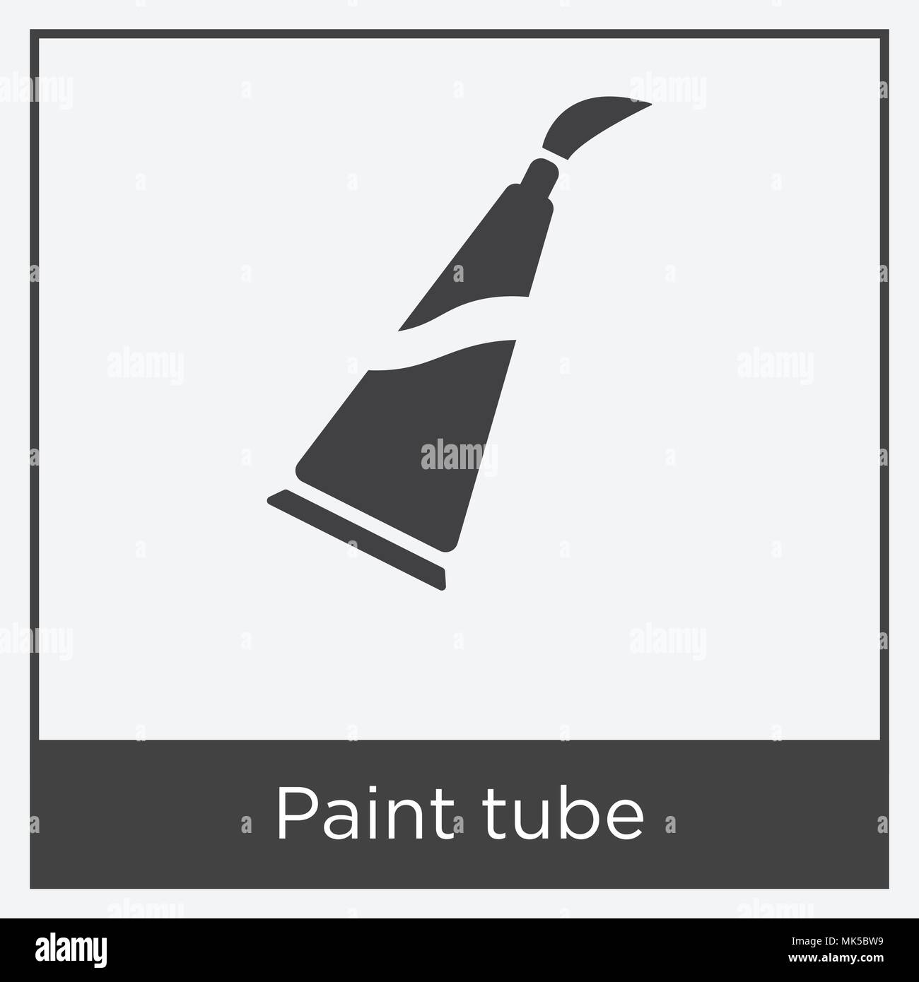 Paint tube icon isolated on white background with gray frame, sign and ...