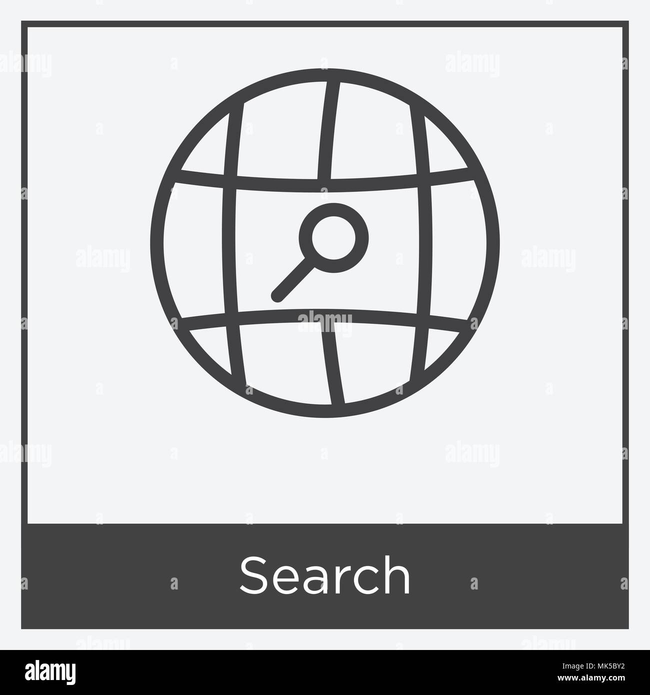 Search icon isolated on white background with gray frame, sign and ...