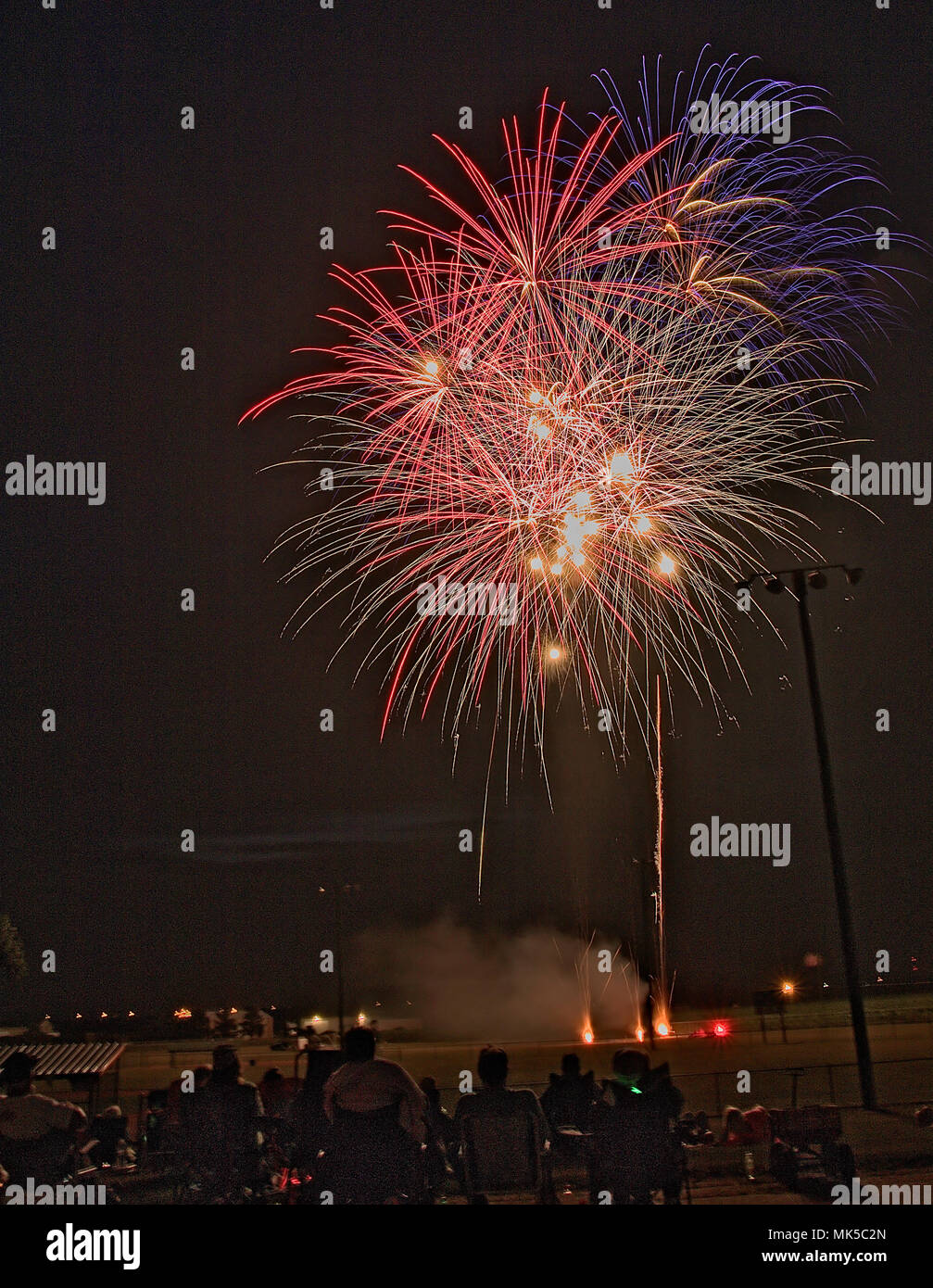 Fireworks launch at a Community Event in Valley Springs, South Dakota ...