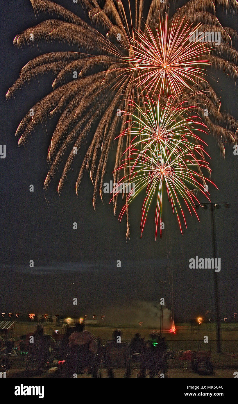 Fireworks launch at a Community Event in Valley Springs, South Dakota ...