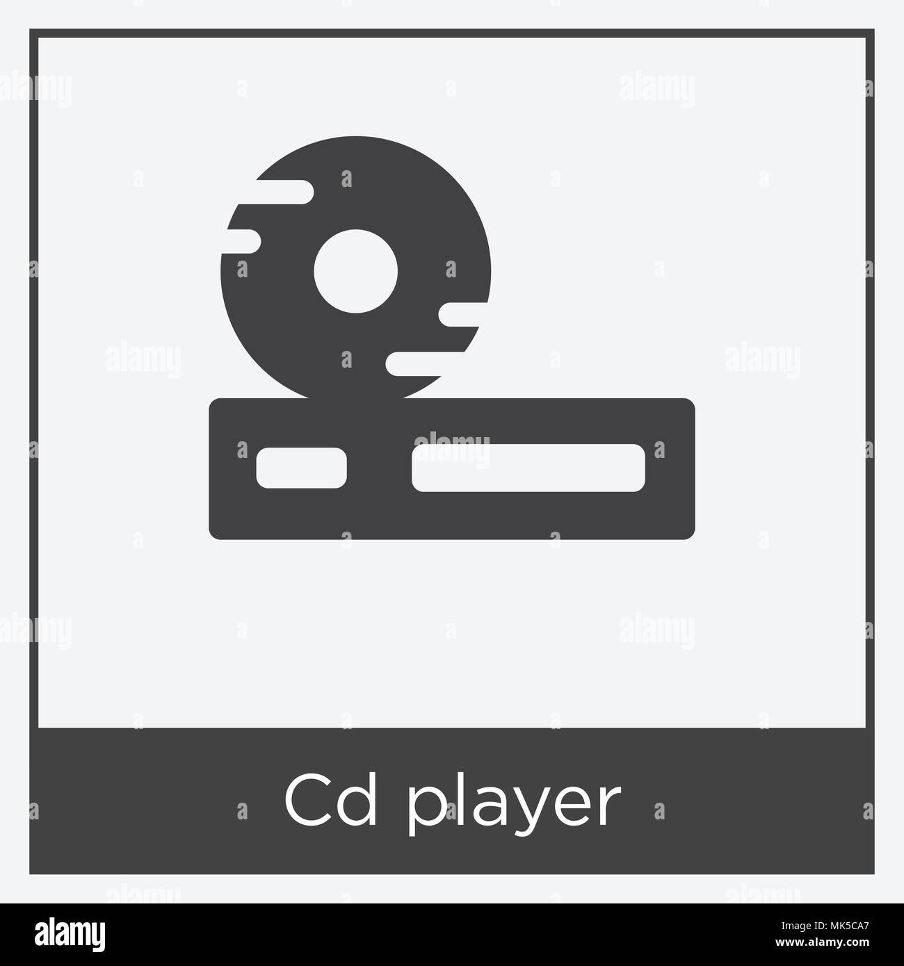 Cd player icon isolated on white background with gray frame, sign and ...