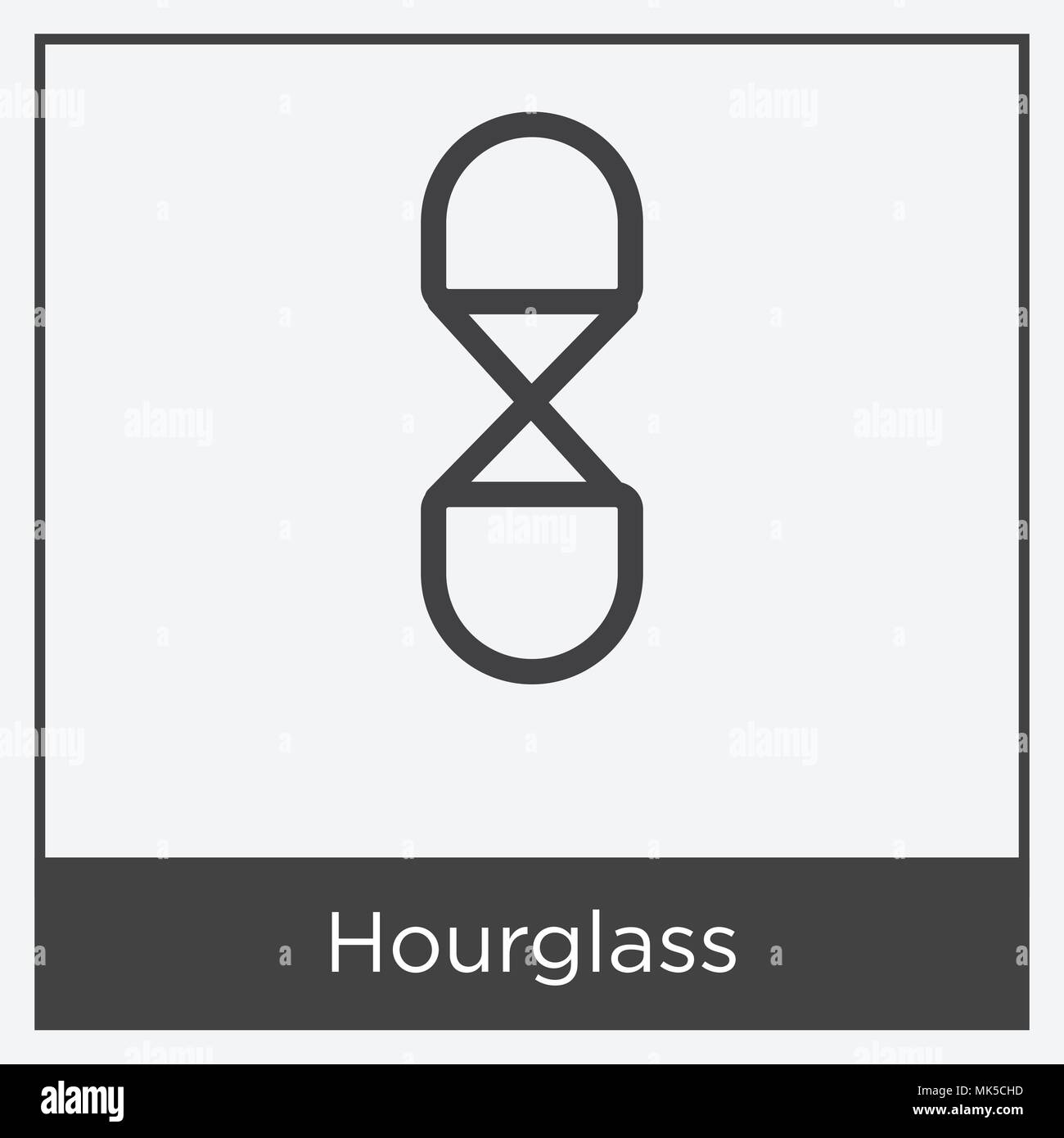 Hourglass icon isolated on white background with gray frame, sign and ...