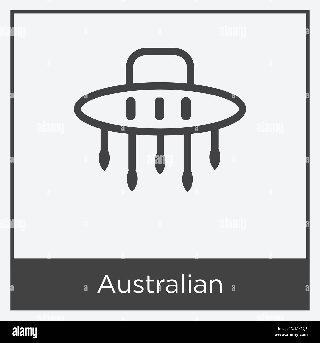 Australian icon isolated on white background with gray frame, sign and ...