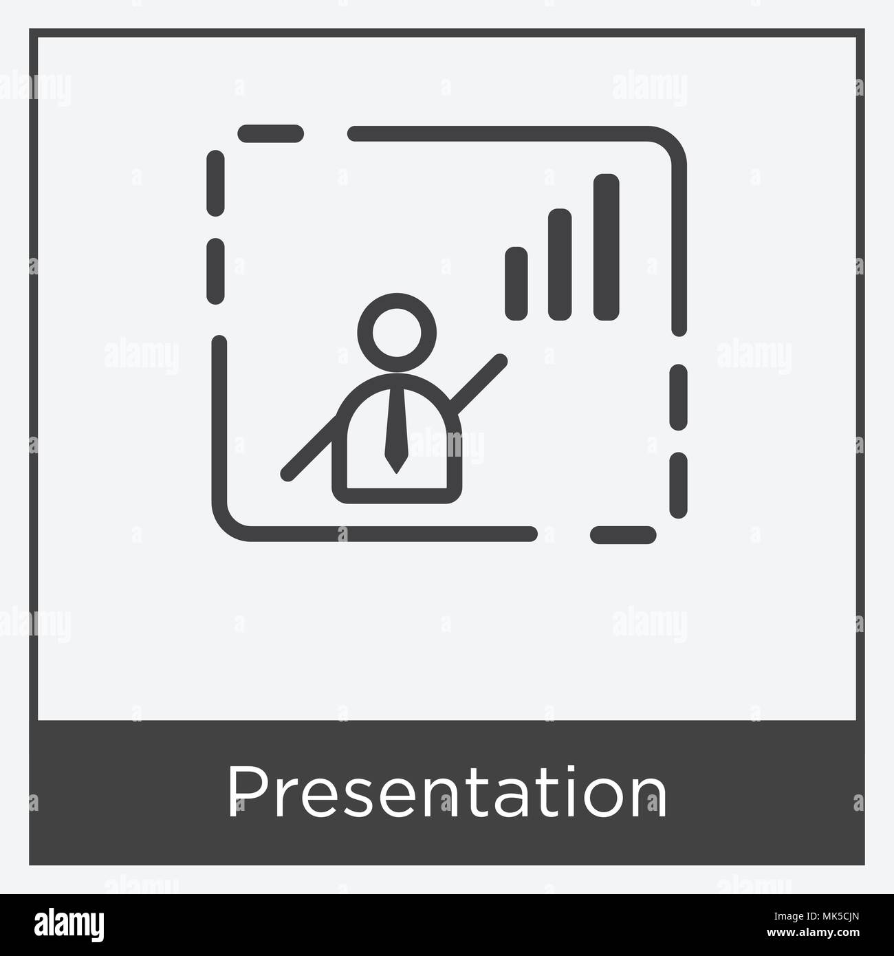 Presentation icon isolated on white background with gray frame, sign ...