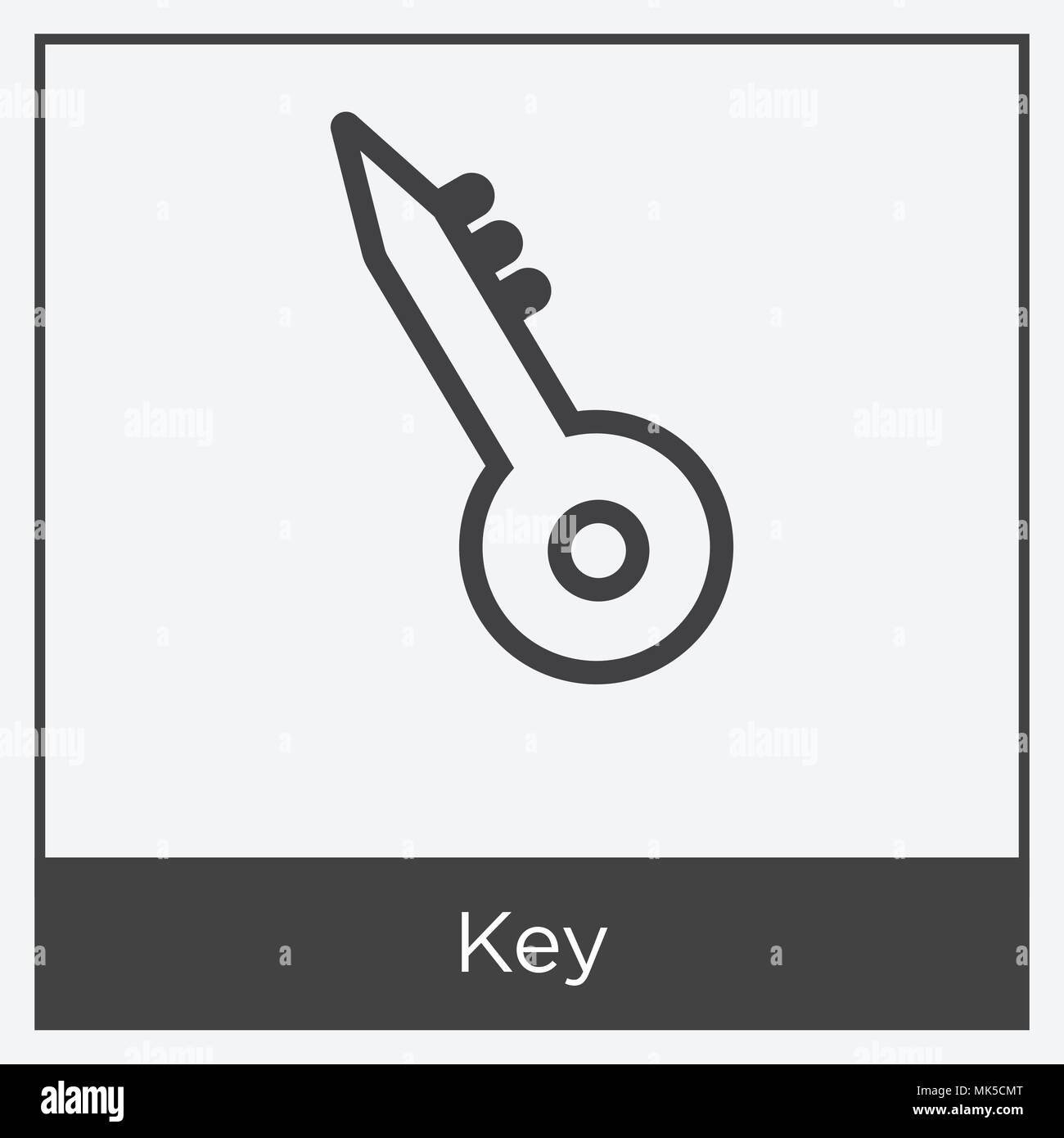 Key icon isolated on white background with gray frame, sign and symbol ...
