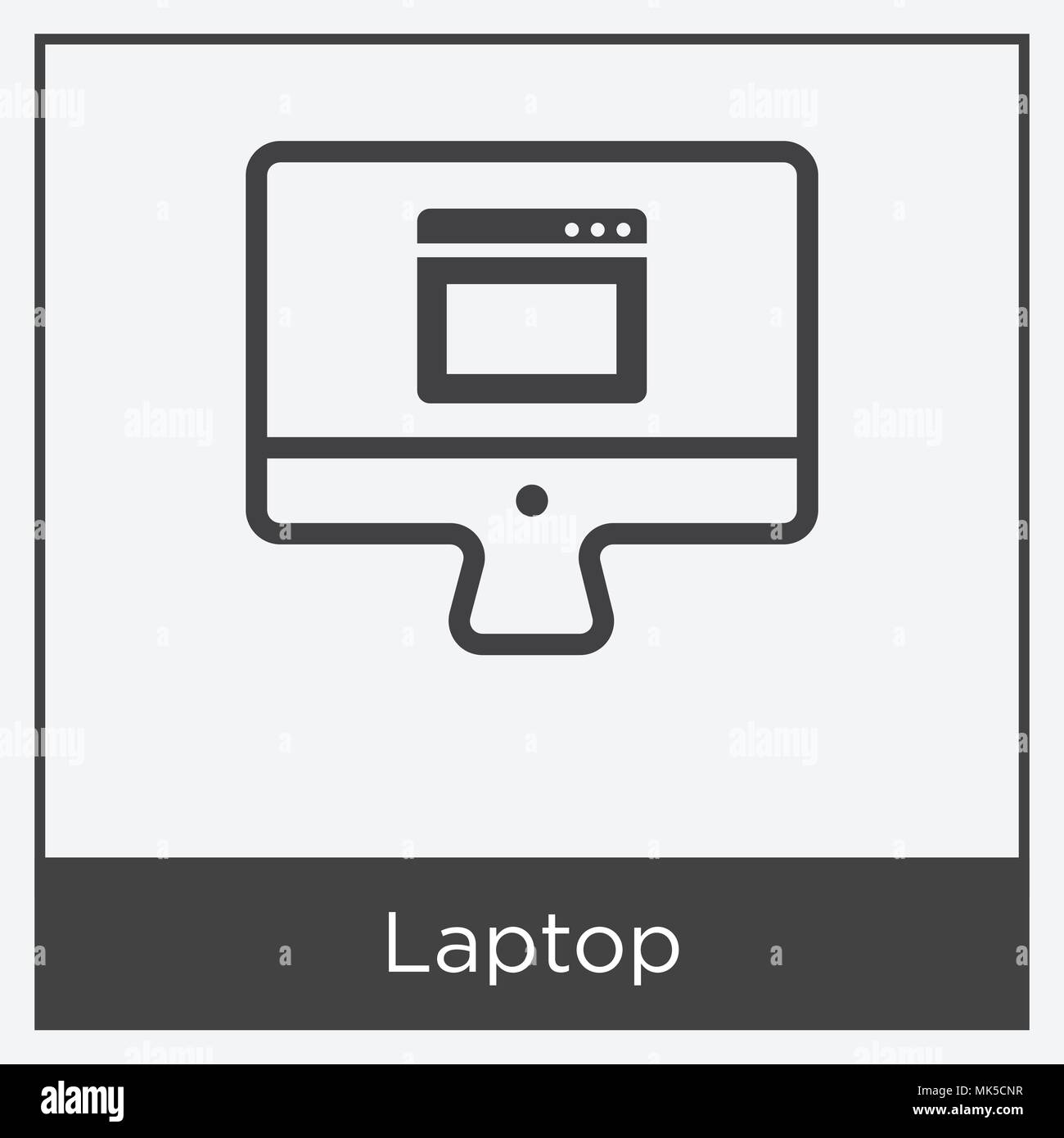 Laptop icon isolated on white background with gray frame, sign and ...