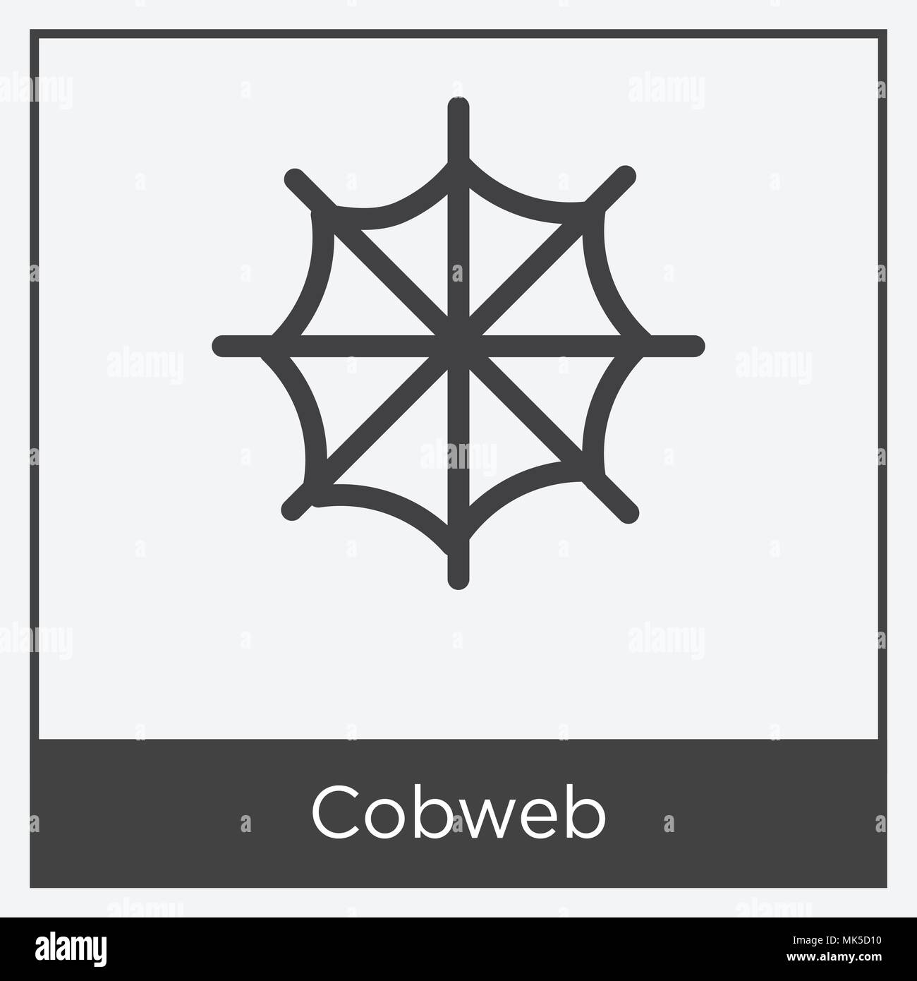 Cobweb icon isolated on white background with gray frame, sign and ...
