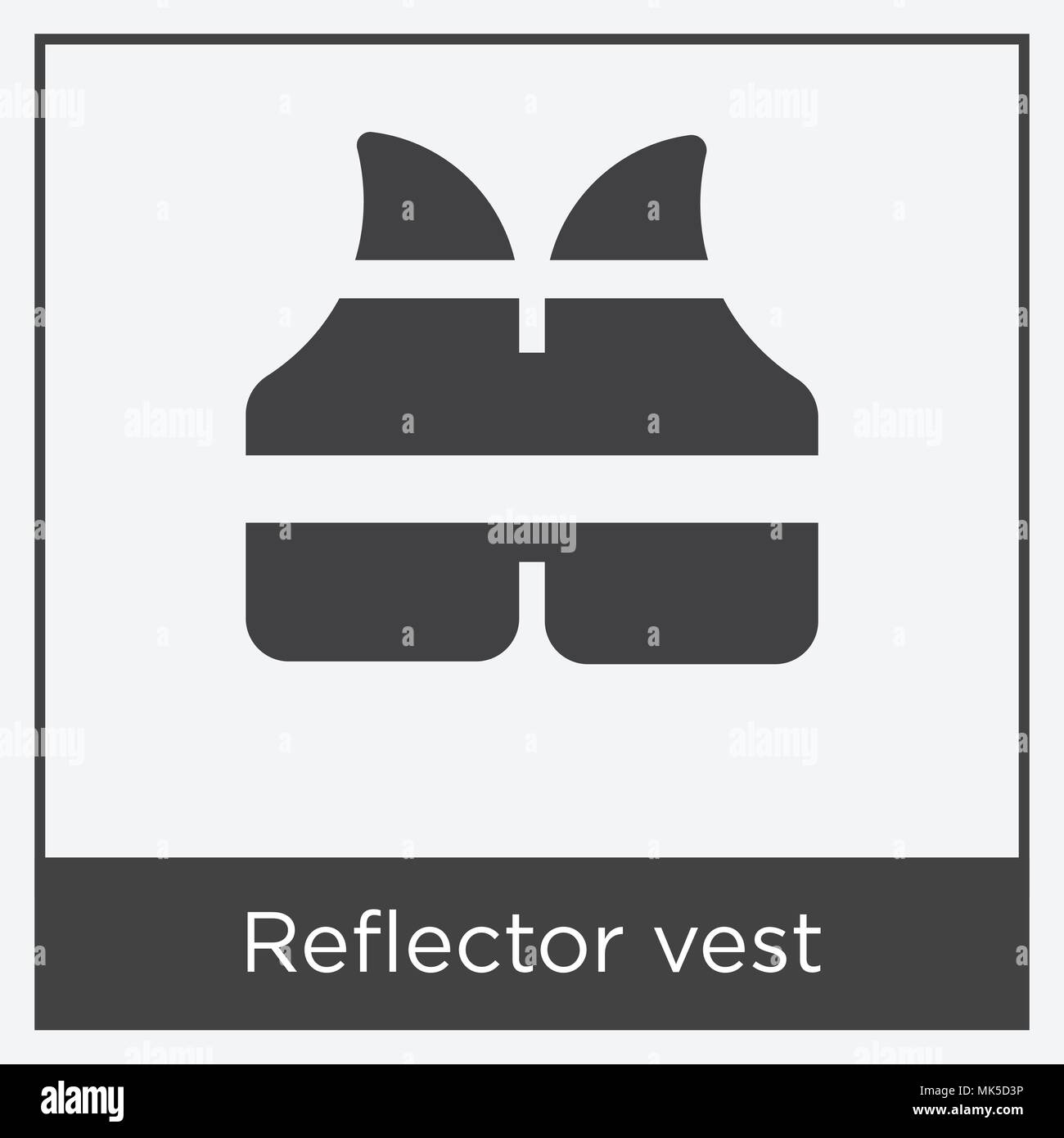 Reflector vest icon isolated on white background with gray frame, sign ...