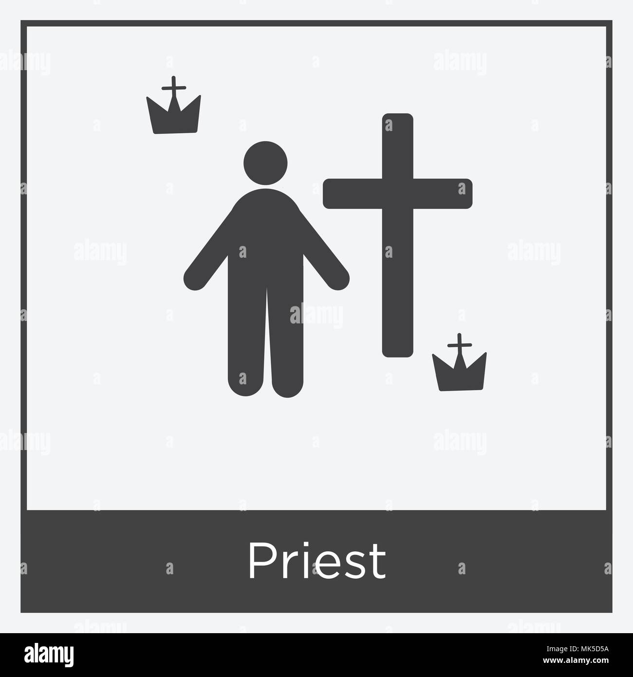 Priest icon isolated on white background with gray frame, sign and ...