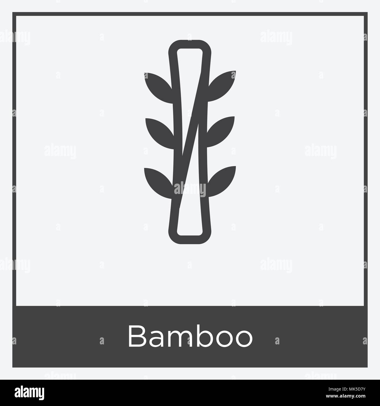 Bamboo icon isolated on white background with gray frame, sign and ...