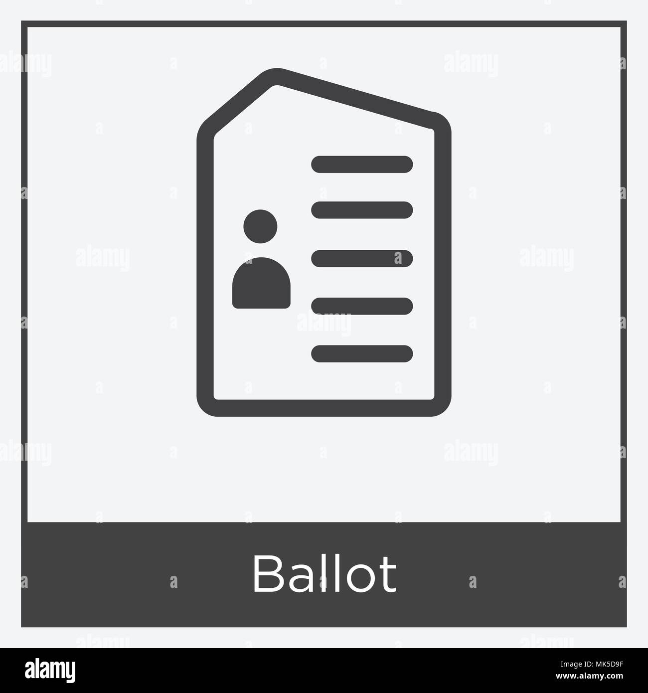 Ballot icon isolated on white background with gray frame, sign and ...