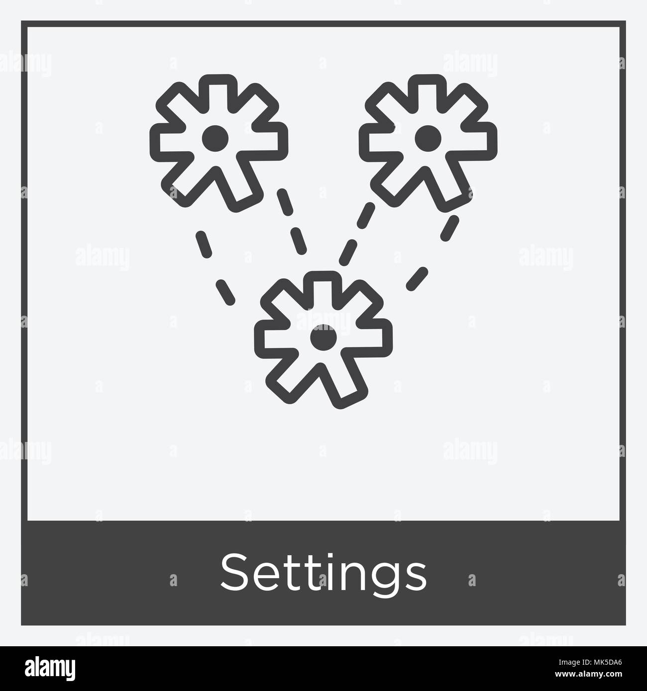 Settings icon isolated on white background with gray frame, sign and symbol Stock Vector Image ...