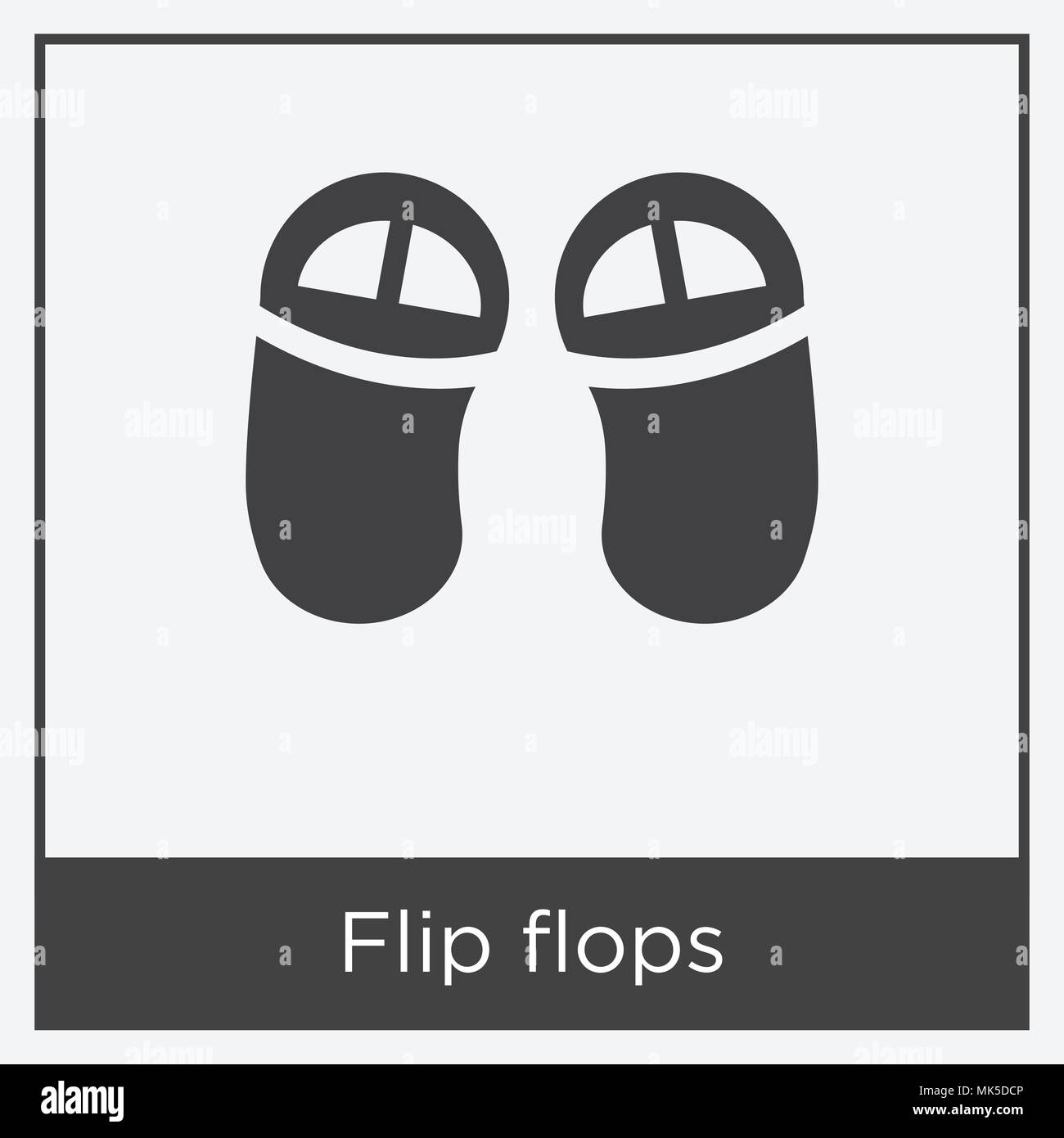 Flip flops icon isolated on white background with gray frame, sign and ...
