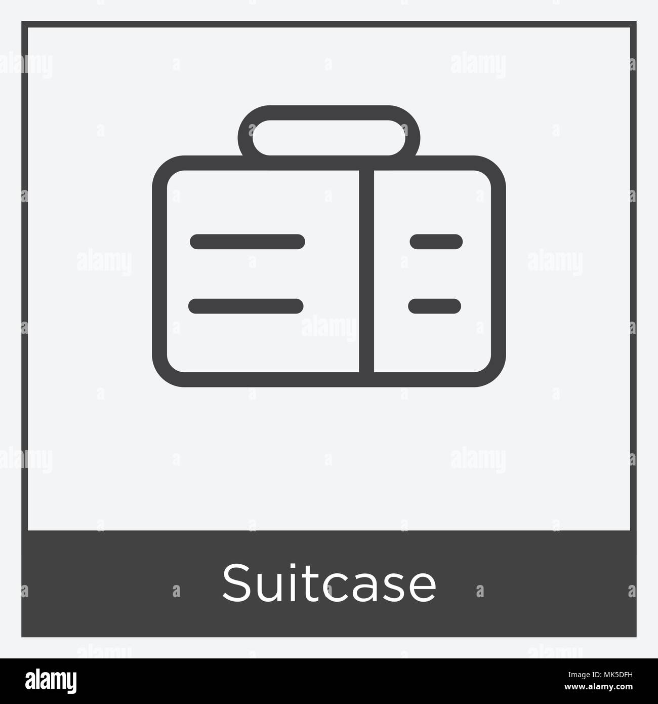Suitcase icon isolated on white background with gray frame, sign and ...