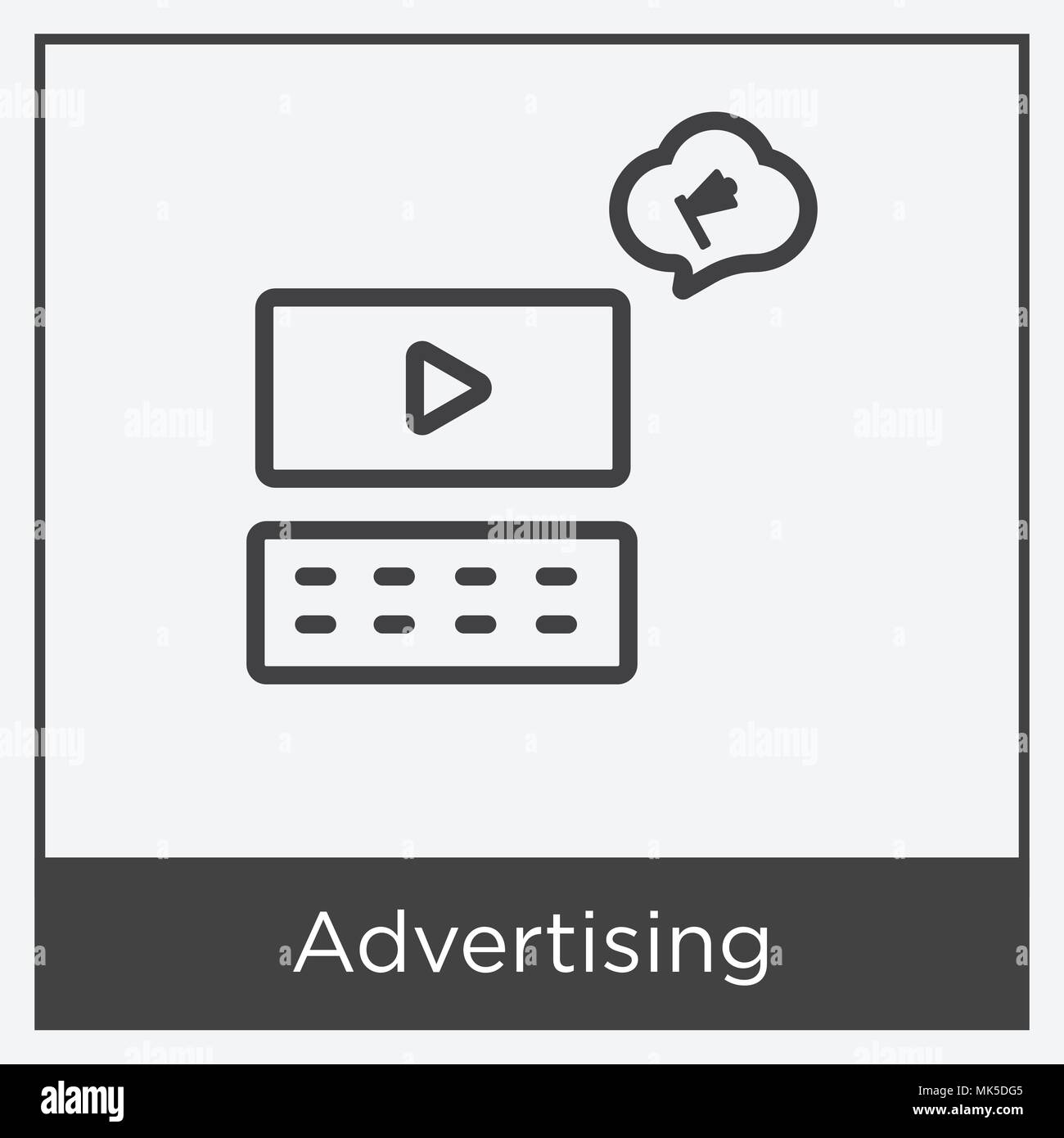Advertising icon isolated on white background with gray frame, sign and ...