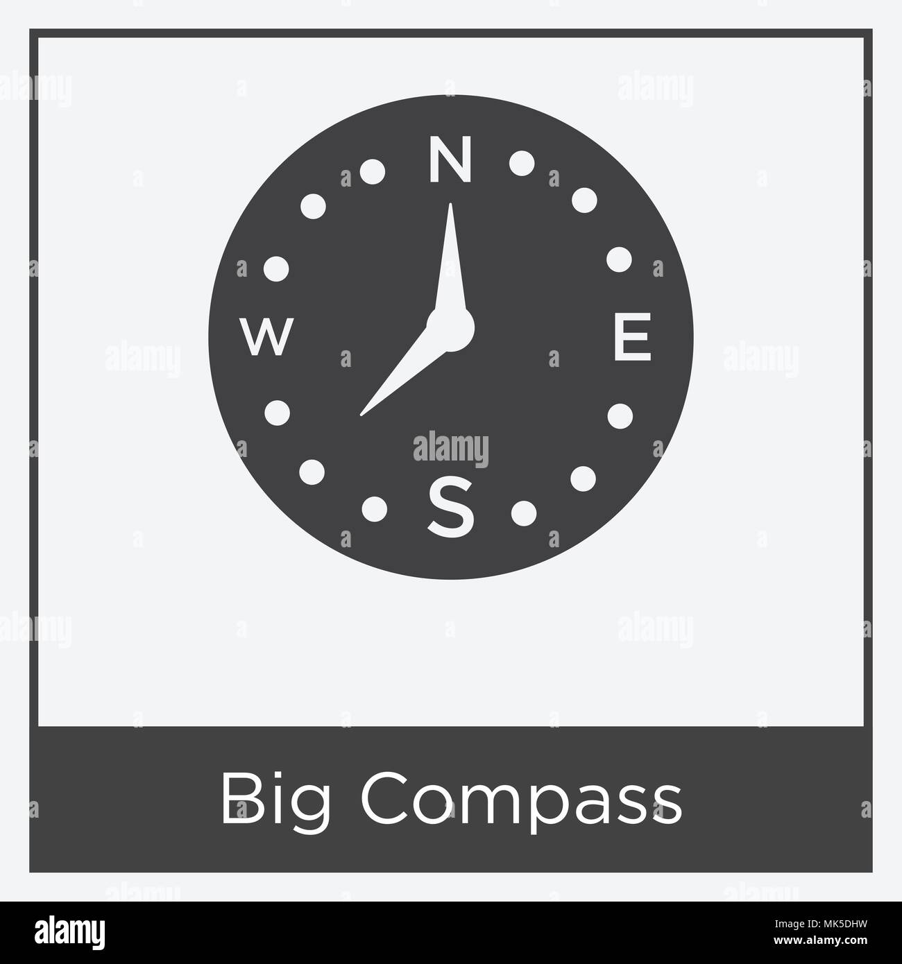 Big Compass icon isolated on white background with gray frame, sign and ...