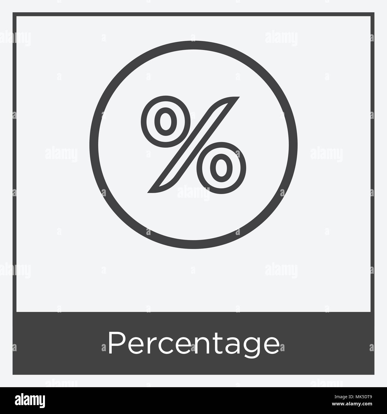 Percentage icon isolated on white background with gray frame, sign and ...